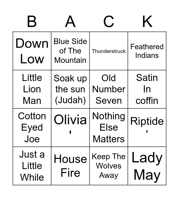 WOODS Bingo Card