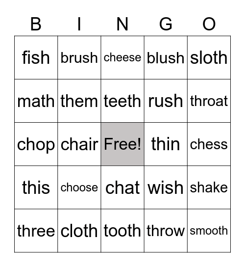 TH/SH/CH Bingo Card