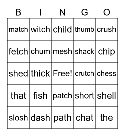 Digraph BINGO Card