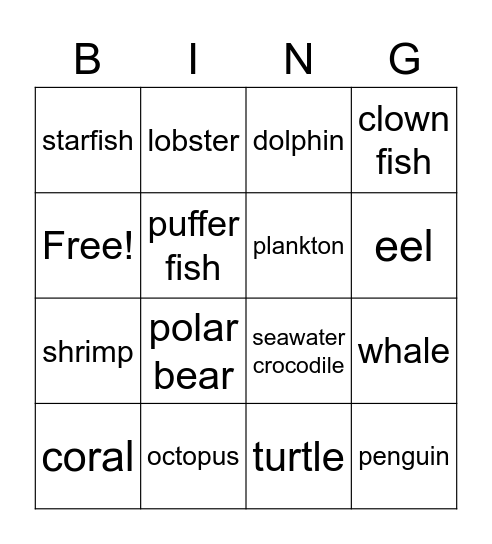 Marine Bingo Card