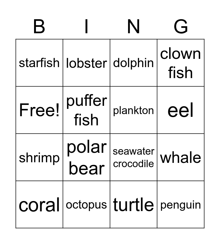 Marine Bingo Card