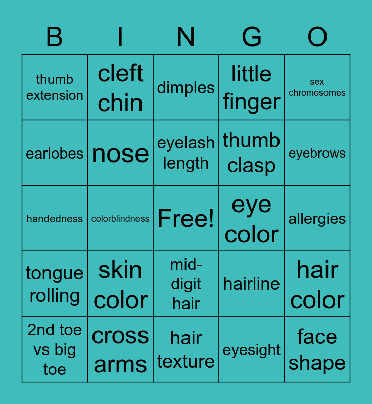 Genetics Bingo Card