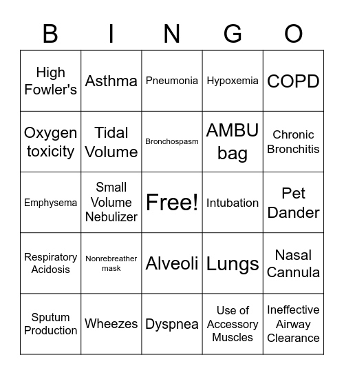 O2 Bingo Card