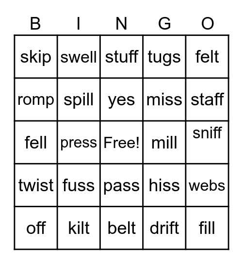 FLOSS Word BINGO Card