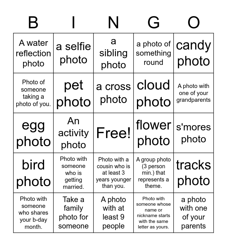 Photo Bingo Card