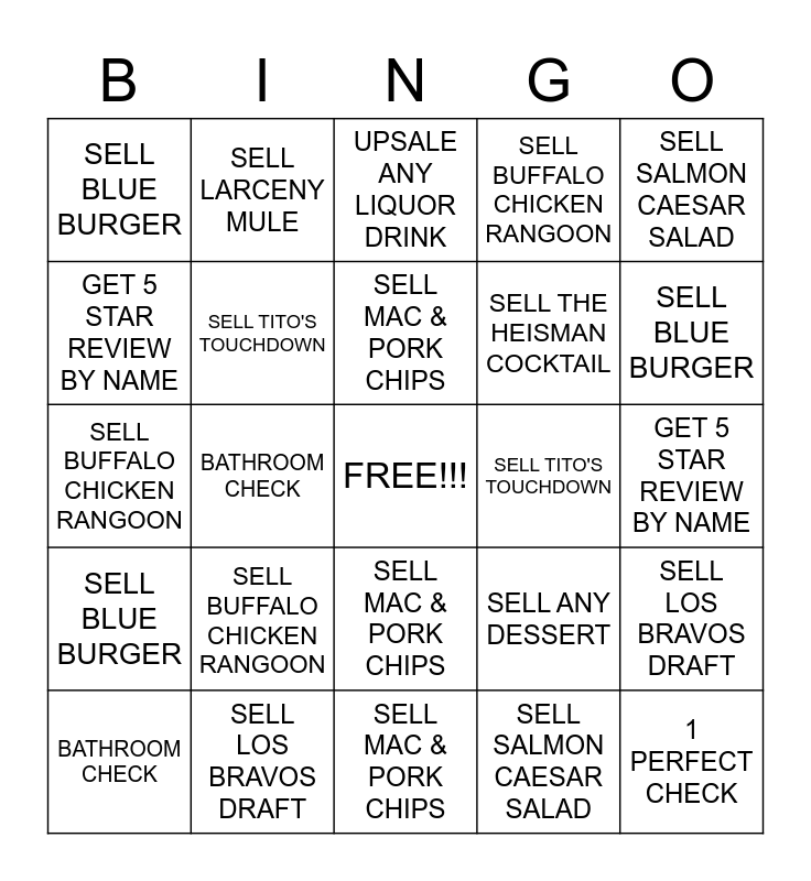 SERVER BINGO Card