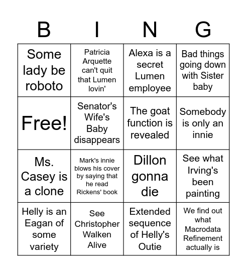 Final Episode Bonanza Bingo Card