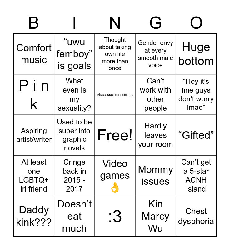 Me :) Bingo Card