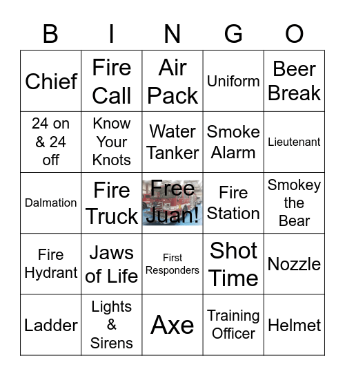 Firefighter Bingo Card
