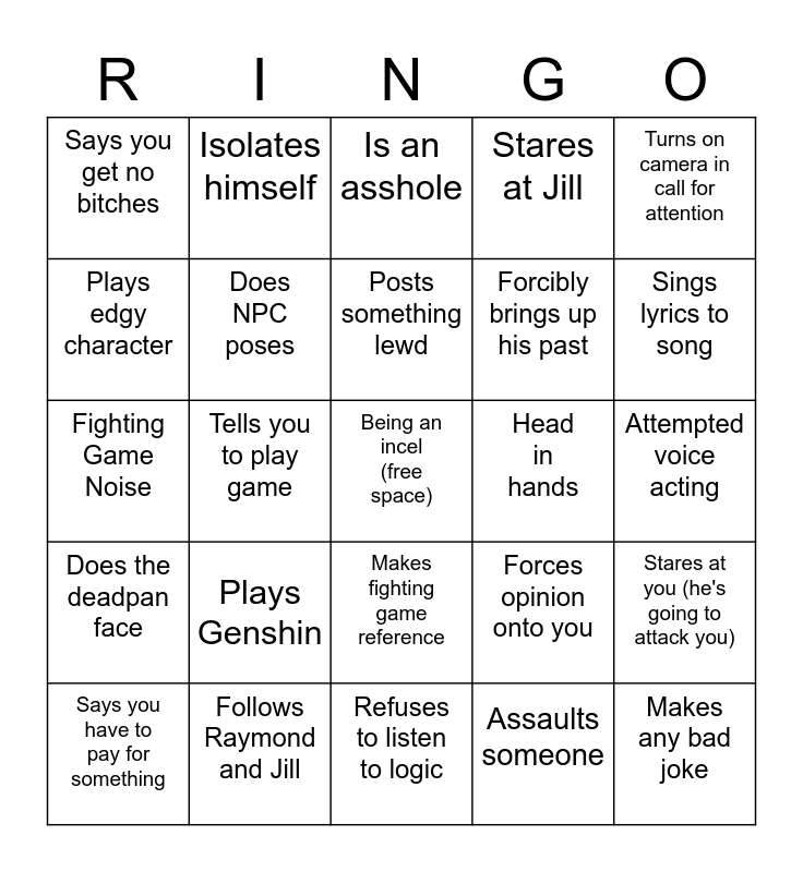 Ringo Bingo Card