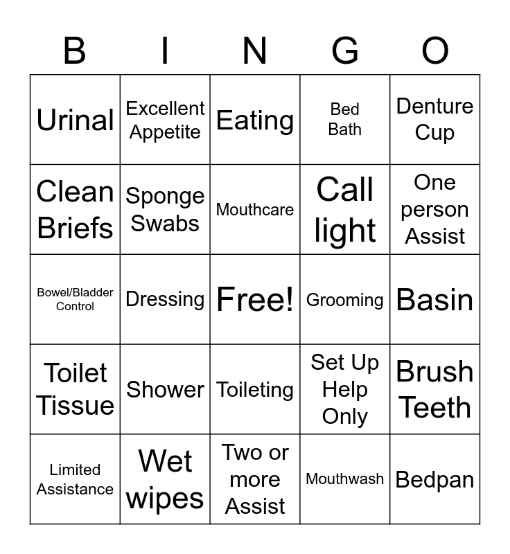 April-May 2022 (ADLs) Bingo Card