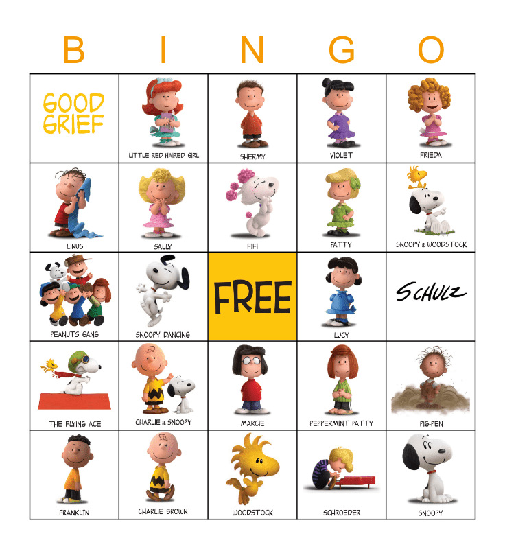 Peanuts Bingo Card