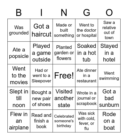 "Find Someone Who......" Spring Break Mixer Bingo Card