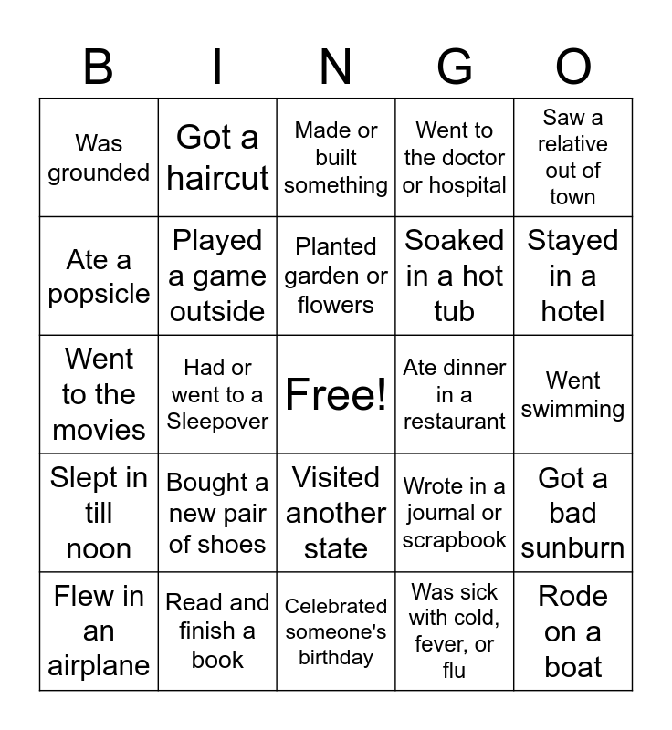 "Find Someone Who......" Spring Break Mixer Bingo Card