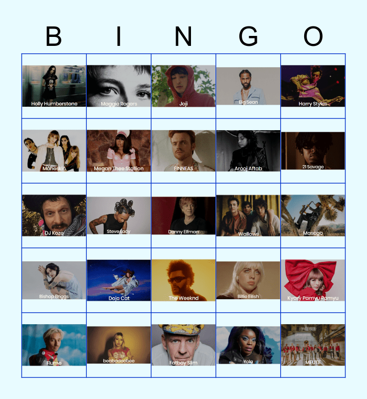Coachella Bingo Card