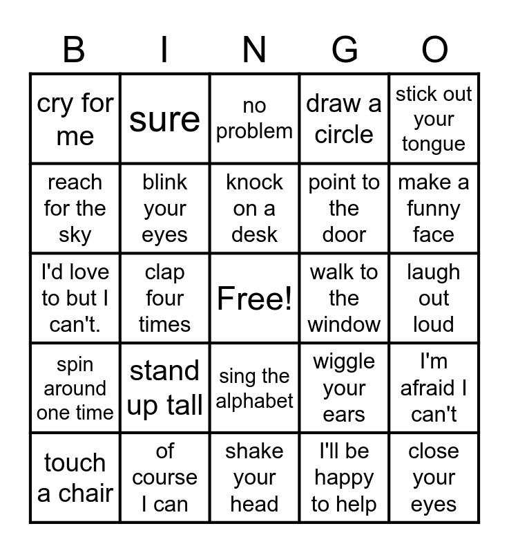 Can You Please Bingo Card