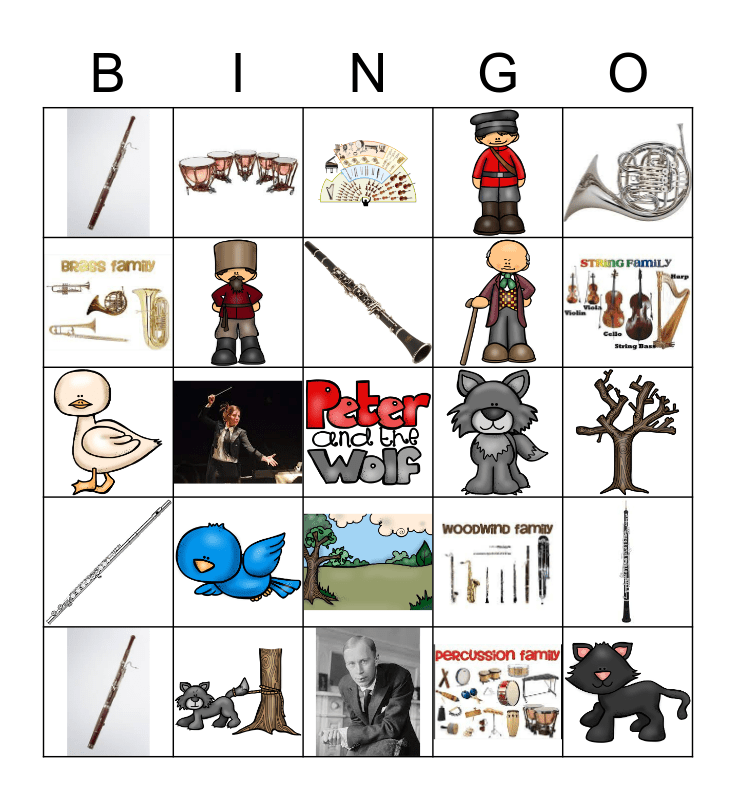 Peter and the Wolf Bingo Card