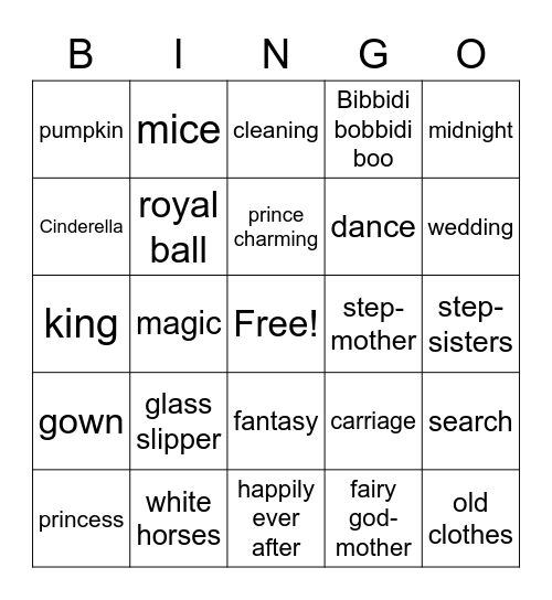 Cinderella Bingo Card