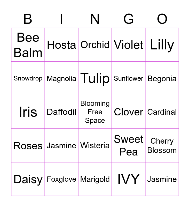 BLOOM Bingo Card