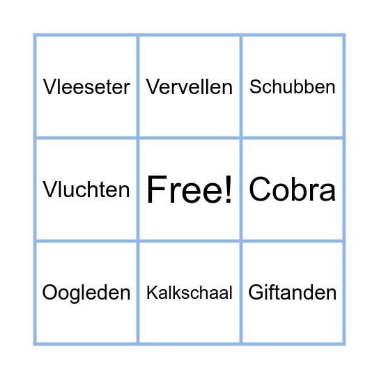 Cobra Bingo Card