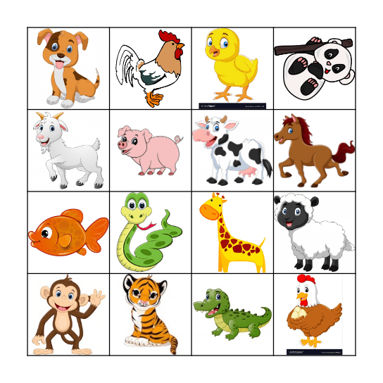 Les animaux Bingo Card