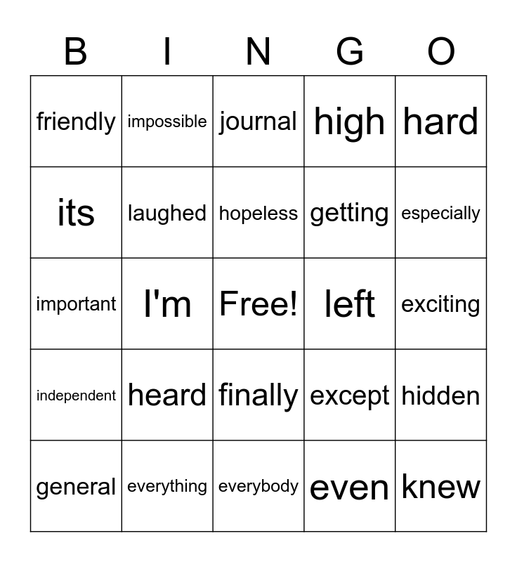 3rd Grade High Frequency Words 4 Bingo Card 3rd Grade High Frequency Words 4 Bingo Card