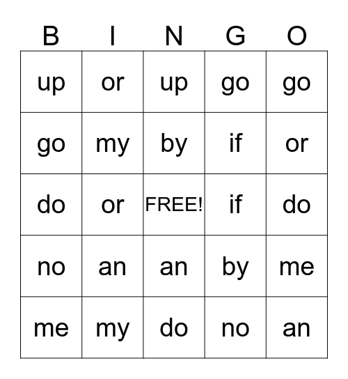 BINGO! Blue Magic Words Bingo Card