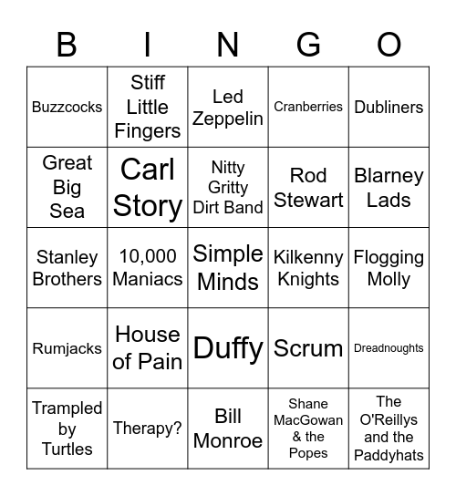Celtic - Bluegrass Bingo Card