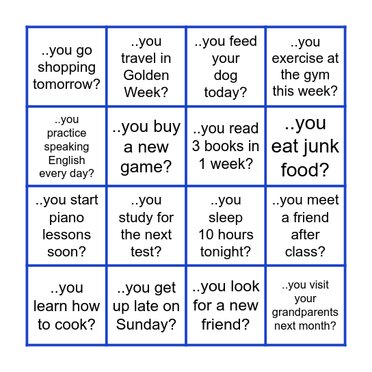 Present Simple vs Present Continuous Bingo Card