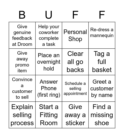 Buffalo Bingo! Bingo Card