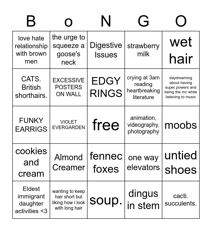 BOngus Bingo Card