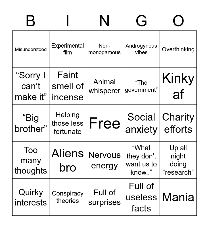 Aquarius Bingo Card
