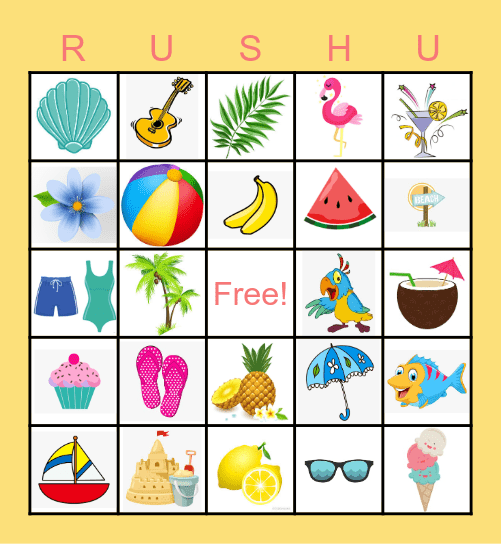 Tropical Bingo Card