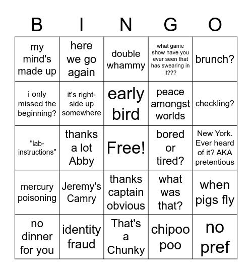 NTM Labeling Bingo Card