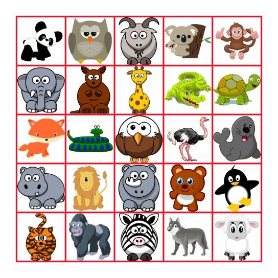 Lotería animales del zoológico Bingo Card