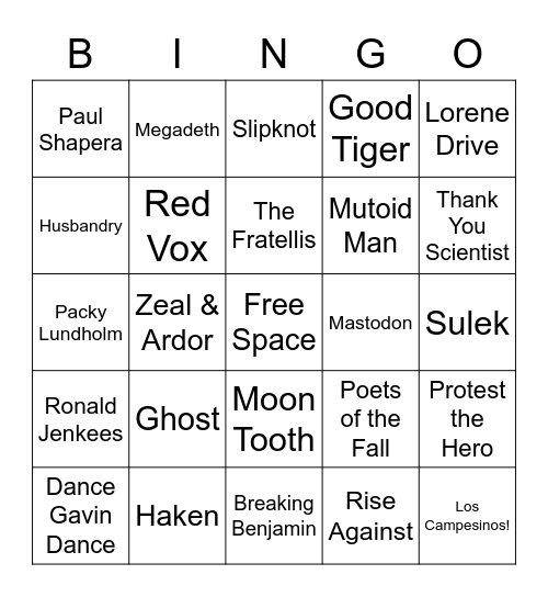 Ludi's Edgy Middleschooler Music Taste Bingo Card