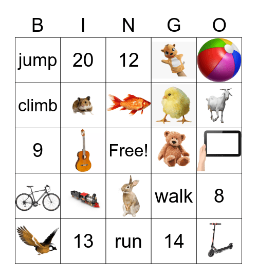 Animals and Review Bingo Card
