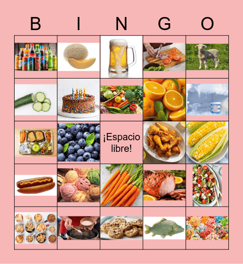 La comida Bingo Card