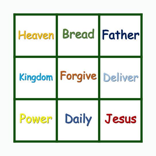 The Lord's Prayer Bingo Card