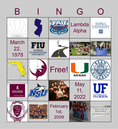 Lambda Theta Alpha FLA2 Bingo Card