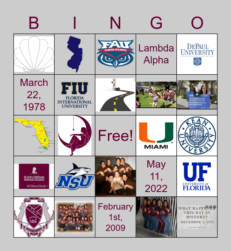 Lambda Theta Alpha FLA2 Bingo Card