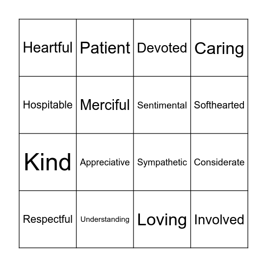 Compassion Bingo Card