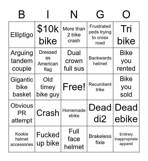 5 boro bike bingo Card