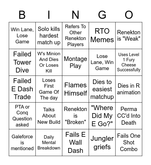 Stream Bingo Card