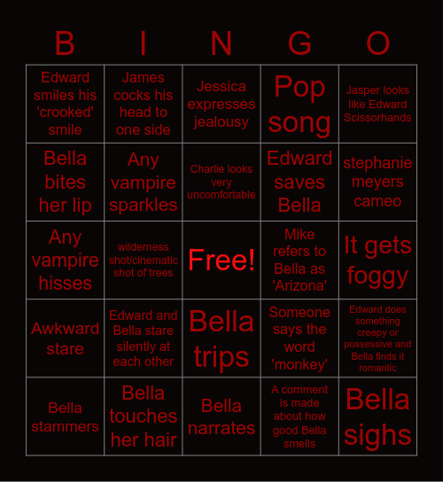 Twilight 1 Bingo Card