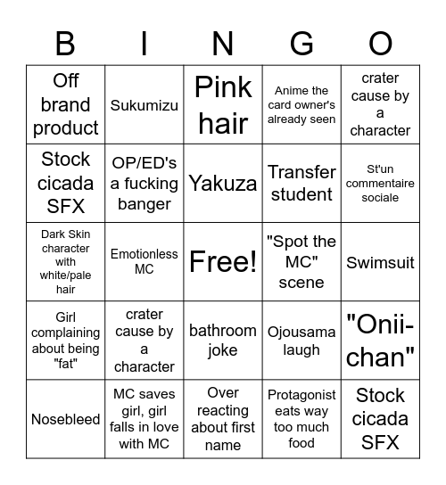 WEEB CARD Bingo Card