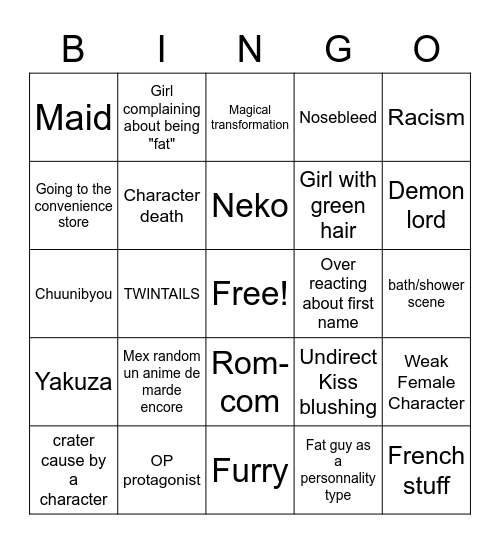 WEEB CARD Bingo Card