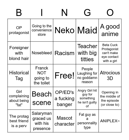 WEEB CARD Bingo Card