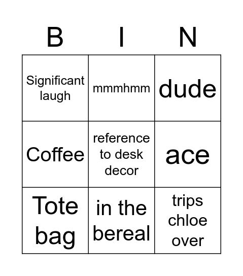 CHACK Bingo Card