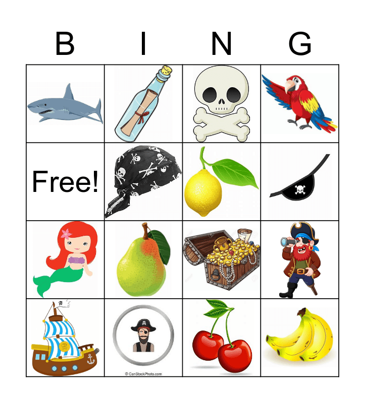 Pirates Bingo Card